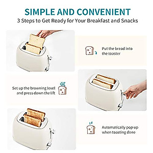 Ultrean Toaster 2 Slice with Extra-Wide Slot for Toasting Bagels, Breads, Waffles & More, Stainless Steel Material with Removable Crumb Tray, 6 Browning Settings