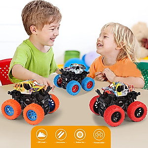 Chdutoys Chudutoys Monster Trucks for Boys Toy Cross Country Inertia Car Stunt Push Toys 3 4 5 Year Old Children Boy Girl Birthday Gift Pcs Car, 3.35x3.55x3.15