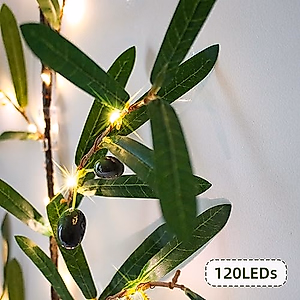 Yepdin Artificial Vine for Indoor Decoration, Home Office Living Room Fake Plants Oliver Tree Lights, 120 LED Lights for Wall or Desktop Decoration,Z280