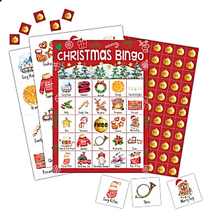 UTESG Christmas Bingo Games for Adults, 24 Players Christmas Bingo Cards, Christmas Games for Family School Classroom Activities, Christmas Party Supplies Favors, Gifts for Woman Men -C03