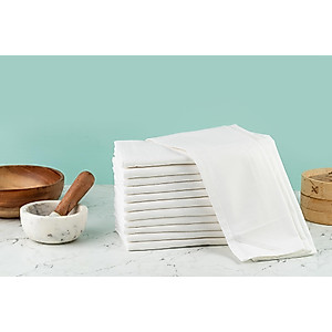 Candy Cottons Flour Sack Kitchen Dish Towels Cloth|Blank Dish Tea Towel Embroidery Printing DIY Crafts|Diaper Cloths for Babies|Absorbent Breathable Baking Bread Linen Cover 12 Pk, 27x27 Inch |White