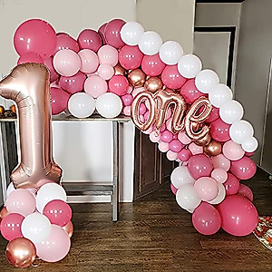 124PCS Rose and Pink Balloon Garland Kit, Dusty Rose Pink Balloons White Balloon Metallic Rose Gold Confetti Balloon for Wedding Bridal Shower Baby Shower Party Decoration