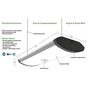 Lithonia Lighting 40K SGLL 24 80CRI 4000K PIR M4 Adjustable Indoor LED Garage Light with Integrated Motion Sensor, 5000 Lumens, 120 Volts, 80 Watts, Damp Listed, Silver