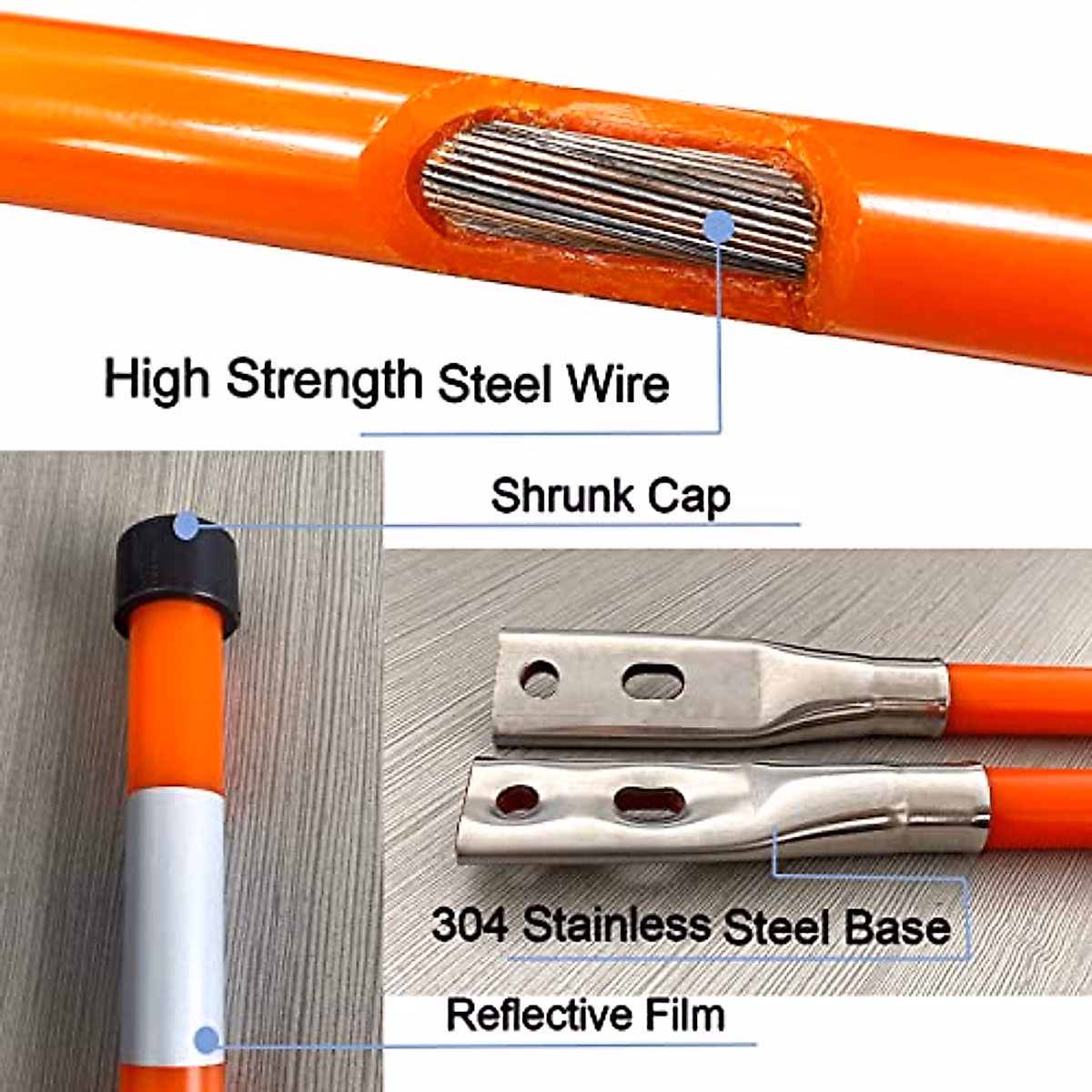 C CLINK 36" Snow Plow Markers Blade Guides Orange 3/4'' Thickened Material Never Break Stainless Steel Joint Fit for Blizzard Boss SNO-Way Western Snowplows & Many More Pickup Truck SUV UTV ATV