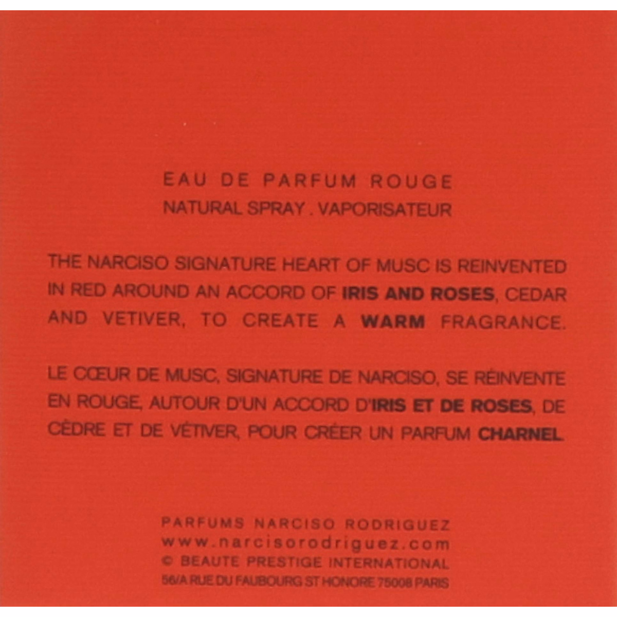 Narciso Rodriguez Eau de Parfum Spray Rouge for Her, 1 Ounce