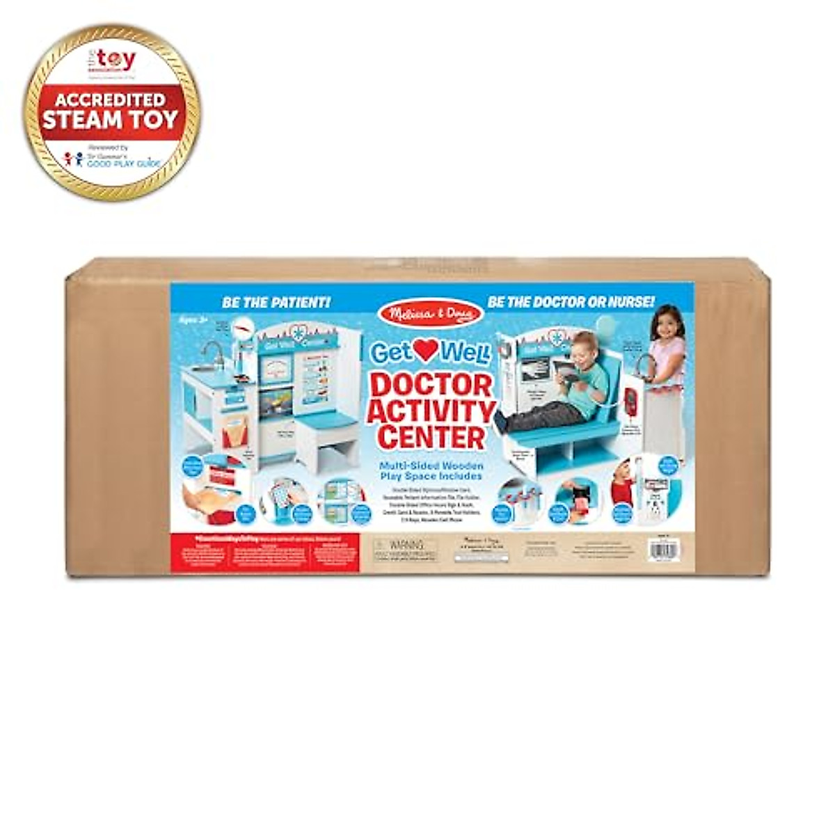 Melissa & Doug Wooden Get Well Doctor Activity Center - Waiting Room, Exam Room, Check-In Area - FSC Certified