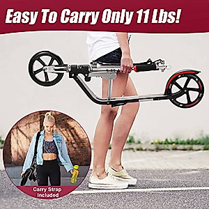 HUDORA Scooter with Big Wheels, Lightweight Durable All-Aluminum Frame for Kids 8 Years and Up, Teens 12 Years and Up, Adult