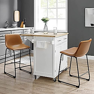 Waleaf 26 inch Bar Stools Set of 2,Counter Height Bar Stools with Back, Modern PU Leather Stools with Metal Leg and Footrest,Dining Chairs for Kitchens Island,Armless Pub Stools for Rustic Bar