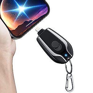 EMNT Keychain Portable Charger for iPhone,1700mAh Mini Power Emergency Pod,External Fast Charging Power Bank Battery Pack, Smaller Cell Phone Charger for iPhone 14,13,12,11,Plus,Pro,MaxXS,XR,X,8,7,6s