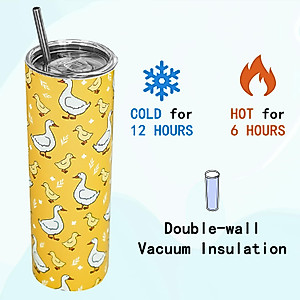 Yellow Duck Tumbler 20 Oz, Cute Duck Gifts for Women Girls, Duck Tumbler Coffee Mug Cup Water Bottle Drinking Cup for Cold or Hot Drinks, Duck Stuff Accessories Things