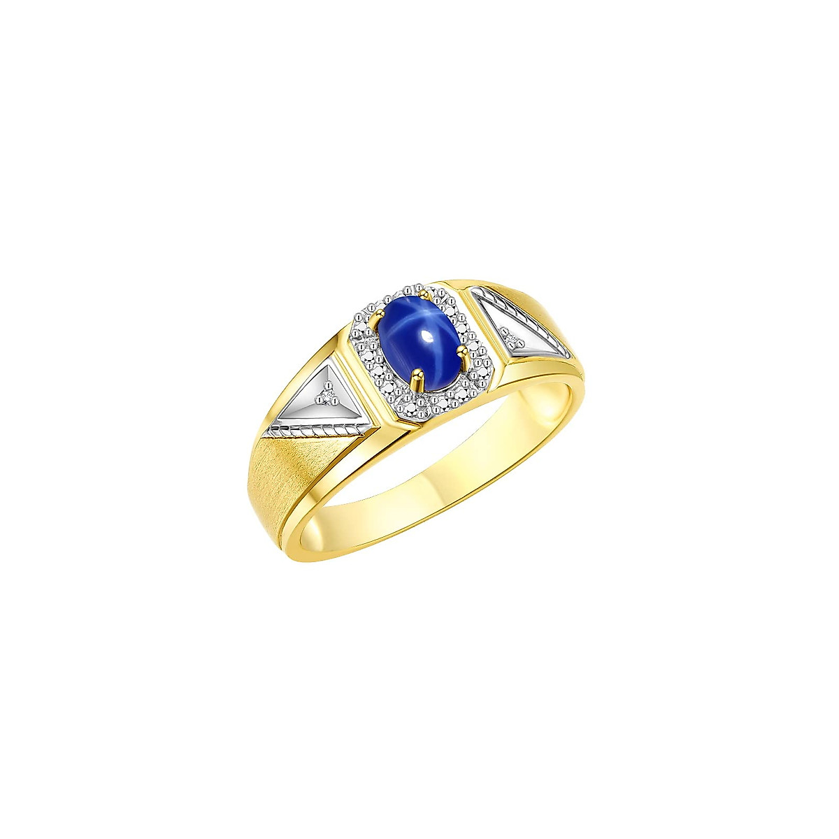 Rylos Simply Elegant Beautiful Blue Star Sapphire & Diamond Ring - September Birthstone* Size 12
