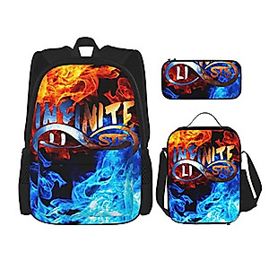 3-Piece Unisex Backpacks Set Including Travel Daypack, Lunch Tote Bag And Pencil Case Combination For Men Women