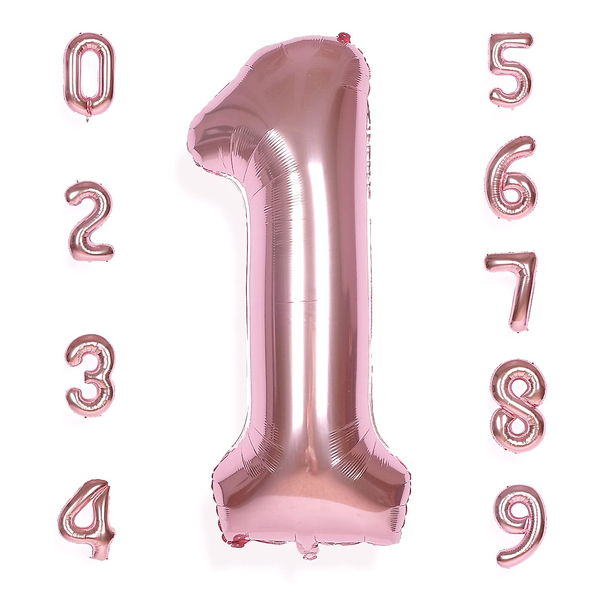AULE 40 Inch Big Rose Gold 1 Balloon Number Large Foil Helium Number Balloons 0-9 Jumbo Giant Happy 1st Birthday Party Decorations for Boy or Girl Huge Mylar Anniversary Party Supplies