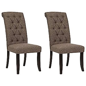 Signature Design by Ashley Tripton Classic Tufted Upholstered Armless Dining Chair, 2 Count, Brownish Gray