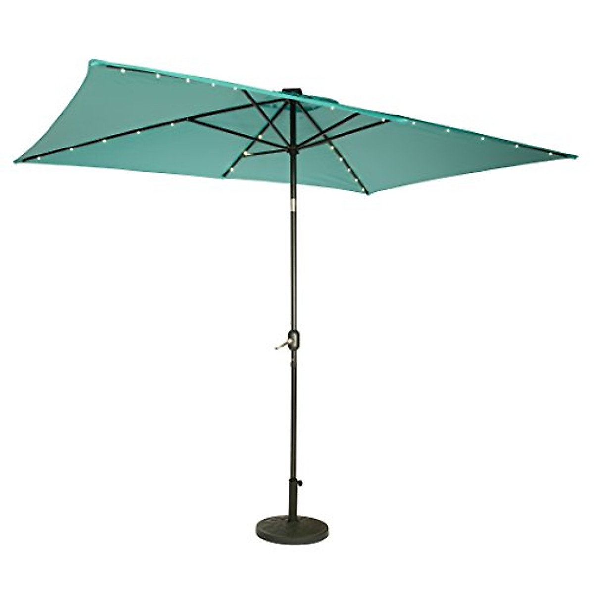 Trademark Innovations Rectangular Solar Powered LED Lighted Patio Umbrella - 10' x 6.5' (Teal)