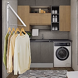 kuaguan Laundry Racks for Drying Clothes Drying Rack,Folding Drying Rack, Wall Mounted Clothes Hanger Rack Drying Rack Clothing Folding Indoor and Outdoor (Silver)