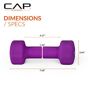 CAP Barbell Neoprene Dumbbell Weights, 5 lb Pair, Violet