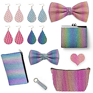 HYANG Holographic Purple to Blue Embossed Iridescent Ellipse PU Faux Leather Sheets 1 Roll 12"X53"(30cmX135cm), Faux Leather Suitable for Crafts Making Leather Earrings, Bows, Handbag ，Sewing