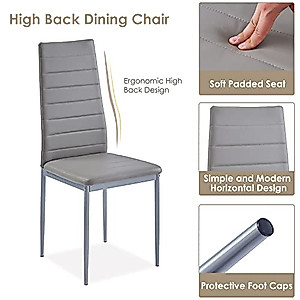 paonne Round Dining Table Set for 4, Round Glass Kitchen Table and Chairs for 4, 5-Pieces Table with Chair Set