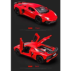 Alloy Collectible Red Lamborghini Car Toy Pull Back Vehicles Diecast Cars Model with Light & Sound