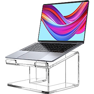 FUCDTEFC Acrylic Laptop Stand for Desk, Laptop Riser Tray for 13.3 14 15.6 Inch Clear Laptop Holder, Computer Stand for Laptop Compatible with MacBook, MacBook Pro, Dell, Lenovo, HP, Samsung