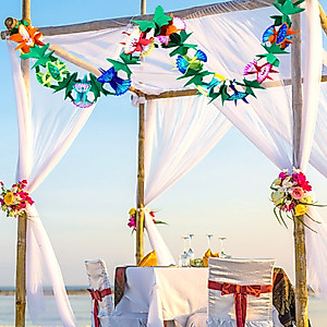 DomeStar 6 Packs Tropical Flower Garlands, Tissue Flower Banner Hibiscus Garland Hanging Party Decorations for Hawaiian Luau Party Beach Birthday Baby Shower Wedding