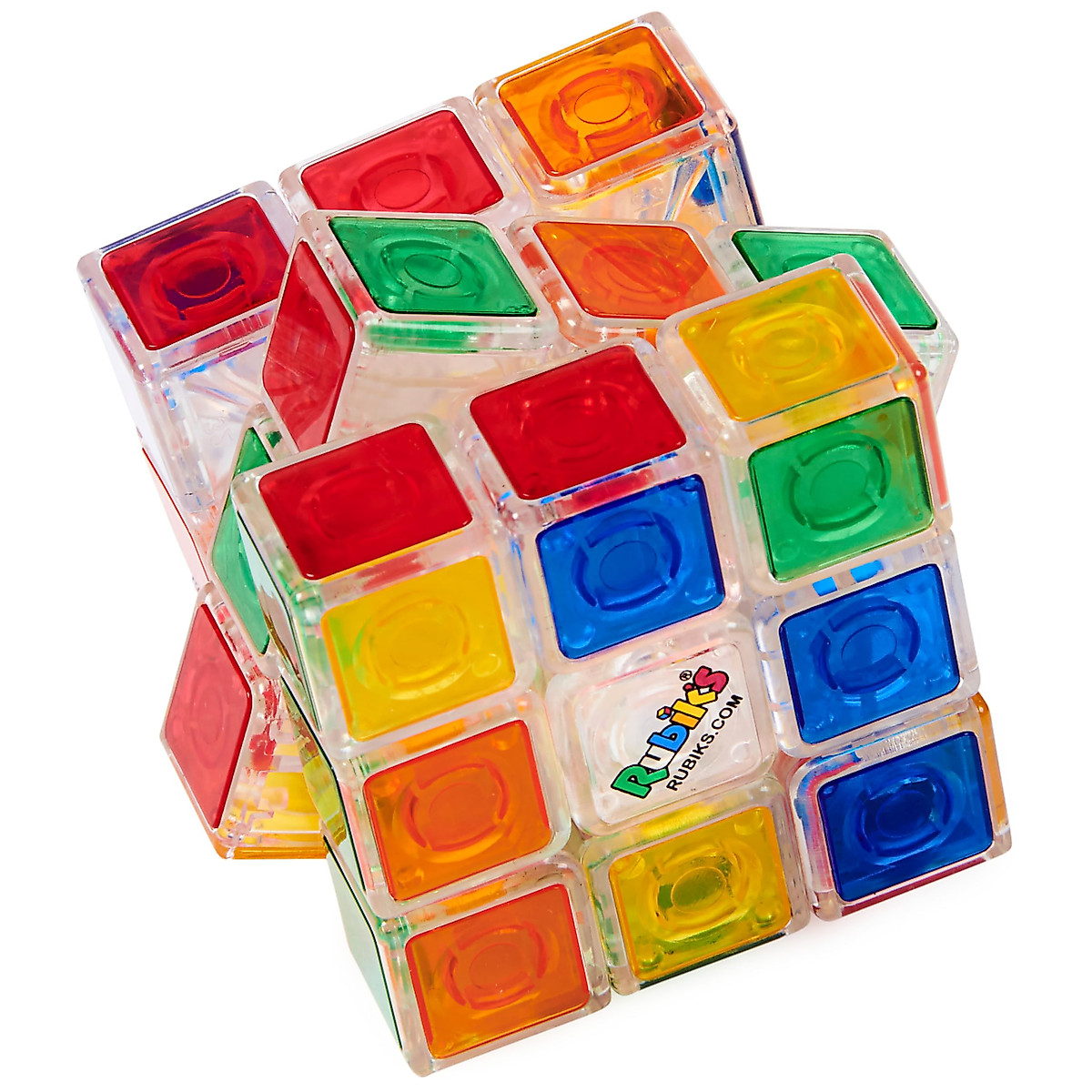 Rubik’s Cube, Crystal Cube, Transparent 3x3 Cube Color-Matching Brain Teaser Puzzle Game, Christmas Gifts for Kids, Stocking Stuffers, for Ages 8+