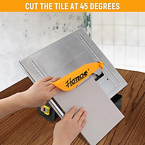 Hoteche 7-Inch Wet Tile Saw - 5A Motor Adjustable Cutting Depth Tile Cutter with Water Reservoir