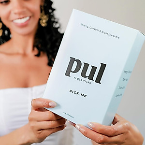 PUL Biodegradable Mint Dental Floss Picks | Eco-Friendly Charcoal Infused Twin Floss System | Strong, Minty Fresh Teeth Flossers | Shred-Resistant & Fluoride Free Dental Picks - 50 Count