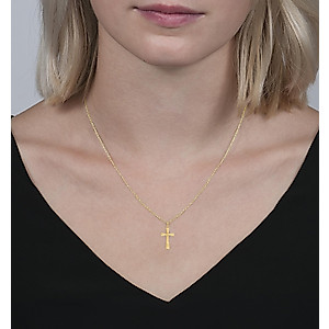 Takar Solid 10k Gold Cross Pendant For Men and Women. Gold Cross Charm, Real Gold Sparkle-Cut Crosses Charms, Religious Christian Jewelry for Women, Available In Rose Gold, Yellow Gold, and White Made In the USA.