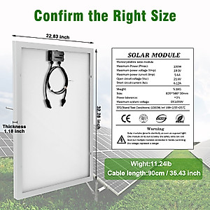 WERCHTAY Solar Panel, 22.8% Monocrystalline Cell High-Efficiency PV Module, 12V Solar Panels for Homes Camping RV Battery Boat Caravan and Other Off-Grid Applications (Solar Panel-509)
