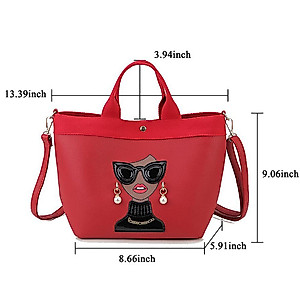 ENJOININ Novelty 3D Lady Face Purse for Women Casual Shopping Bag Top Handle Satchel Handbags Shoulder Bag Totes