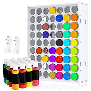 ZLHETWT Craft Paint Rack, 63 Holes Rotating Paint Organizer Tower, Vertical Paint Organizer Holder Stand Space Saving Paint Bottle Organizer PVC Paint Rack for 2oz Craft Paints