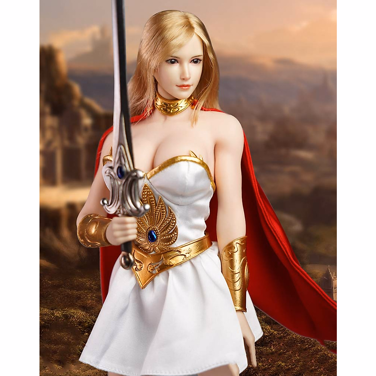 HiPlay 1/6 Scale Female Figure Head Sculpt, Beuty Charming Girl Doll Head for 12" Action Figure Phicen, TBLeague DH035 (Golden Hair)