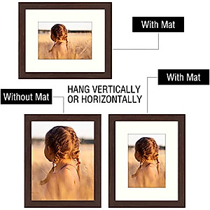 Golden State Art, 8x10 Picture Frame with Mat for 5x7 Photo - High Definition Glass Wall Mounting or Tabletop Display (Brown, 1 Pack)