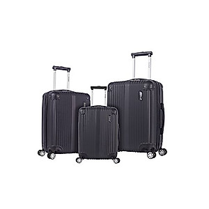 Rockland Berlin Hardside Expandable Spinner Wheel Luggage, Black, 3-Piece Set (20/24/28)
