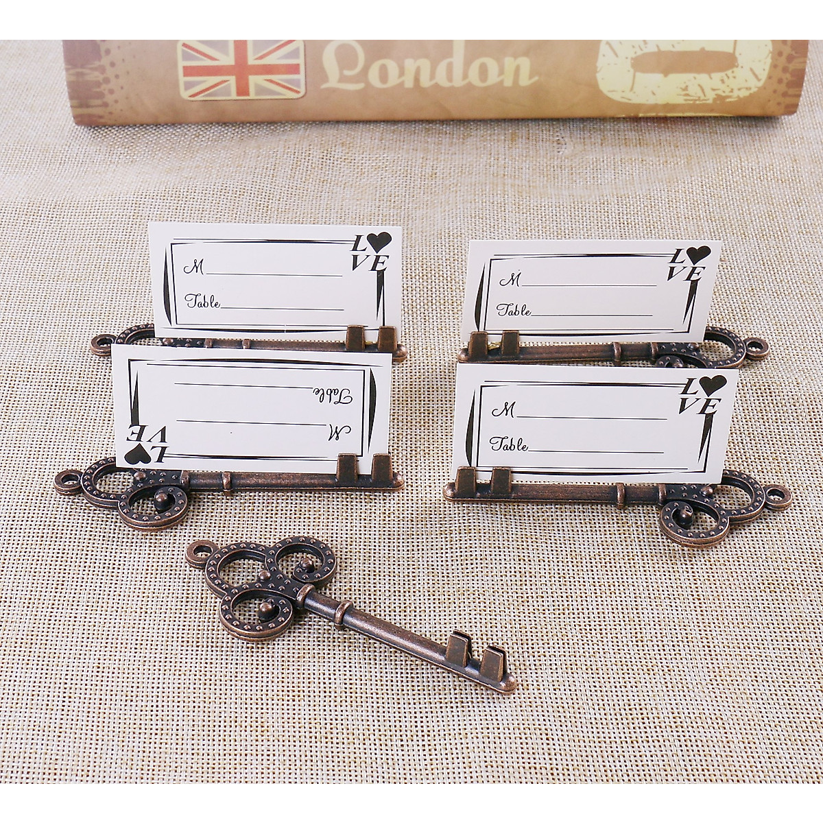 40pcs Antique Skeleton Key Shaped Wedding Favor Rustic Decoration Photo Holder Key to Your Heart