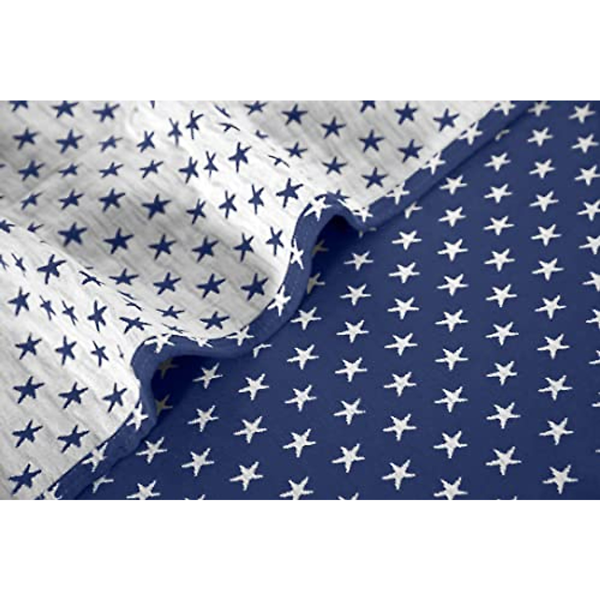 Sterling Creek Dawson Star Muslin Cotton Blanket Three Layers Lightweight Breathable Gauzy Blanket for Adults, All Season (Throw, Navy)