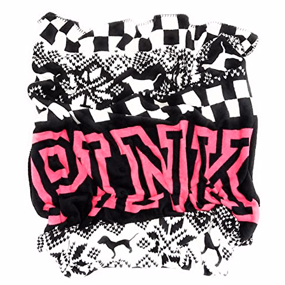 Victoria's Secret Pink Soft Fleece Blanket, Black/White Snowflake