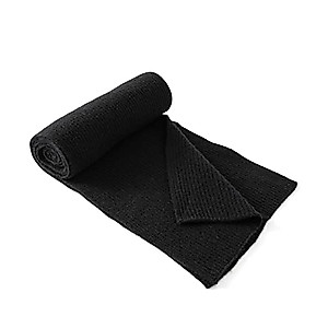 Lallier Cashmere Wool Scarf, Ultra Soft Classic Ribbed Solid Color Winter Scarf for Men and Women with Gift Box, Black