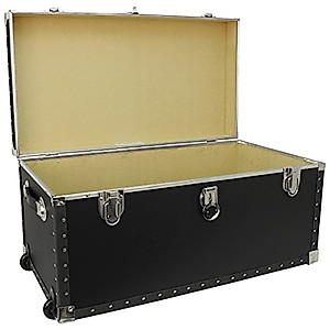 Seward Trunk Trailblazer Oversized Footlocker Trunk with Wheels, Black, 31-inch (SWD5231-11)