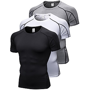 2/3 Pack Men's Compression Shirts Short Sleeve Workout T-Shirt Cool Dry Undershirts Baselayer Sports Shirt Running Tops