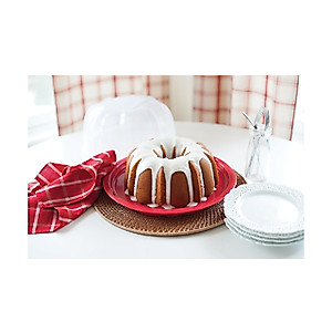 Nordic Ware Bundt Cake Keeper, Plastic, 13 in L X 12 in W X 7 in H, Red