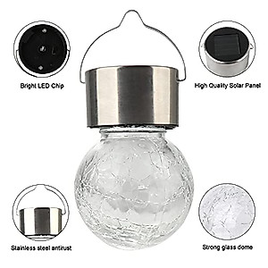 lynn White Solar LED Hanging Light,Glass Ball Lighting for Garden Home Wall Decor