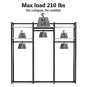 Tribesigns Freestanding Closet Organizer, 75 inch Clothing Rack with Shelves, Heavy Duty Garment Rack Wardrobe Closet with Hanging Rods