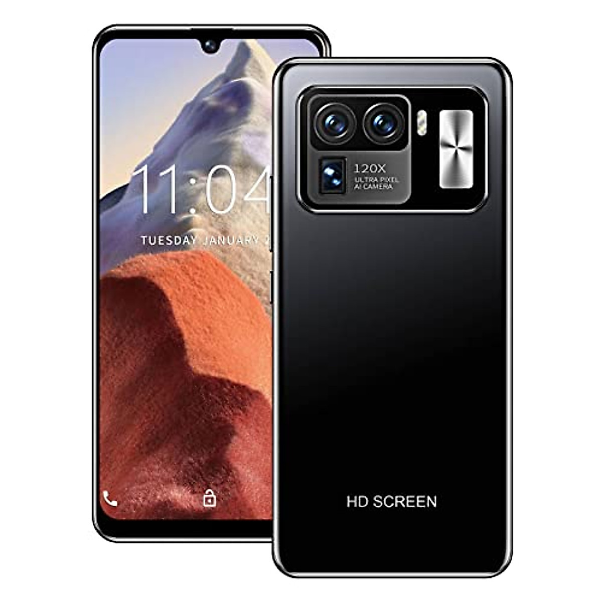 Smartphone, HD Screen Unlocked Mobile Phones, 6.1 Inch 4GB 64GB Cell Phone, 1080x1920 800W 3200W Camera Support Bluetooth GPS Microphone FM Radio(Matte Black)