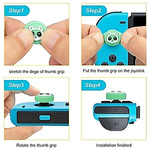 16 Pcs Cute Thumb Grip Caps Compatible with Nintendo Switch/Switch OLED/Switch Lite Console, Soft Silicone Analog Stick Button Cover for Joy-Con Controller, Joystick