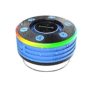 Leunxudx Bluetooth Shower Speaker,IPX7 Waterproof Bluetooth Speaker with Light Show,Built-in Microphone and Shower Radio,Portable Bluetooth Speaker for Home,Pool,Beach,Kayak,Travel(Blue)