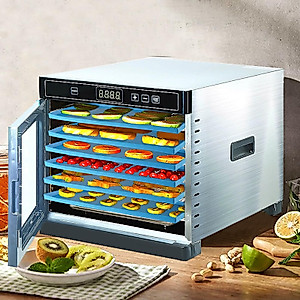 8PCS Silicone Dehydrator Trays with Edge Fruit Leather Trays 12 x 10 Inch Non-stick Dehydrator Mats with Silicone Scraper Cutter Wheel for Fruit Vegetables Meat Herbs and Liquid