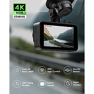 GMAIPOP Dash Cam Front and Rear 4K+2K, Dual WiFi Dash Camera for Cars with 64GB Card, 3" IPS dashbord dashcam 24/7 Parking Mode,Night Vision,G-Sensor, Loop Recording,170° Wide Angle